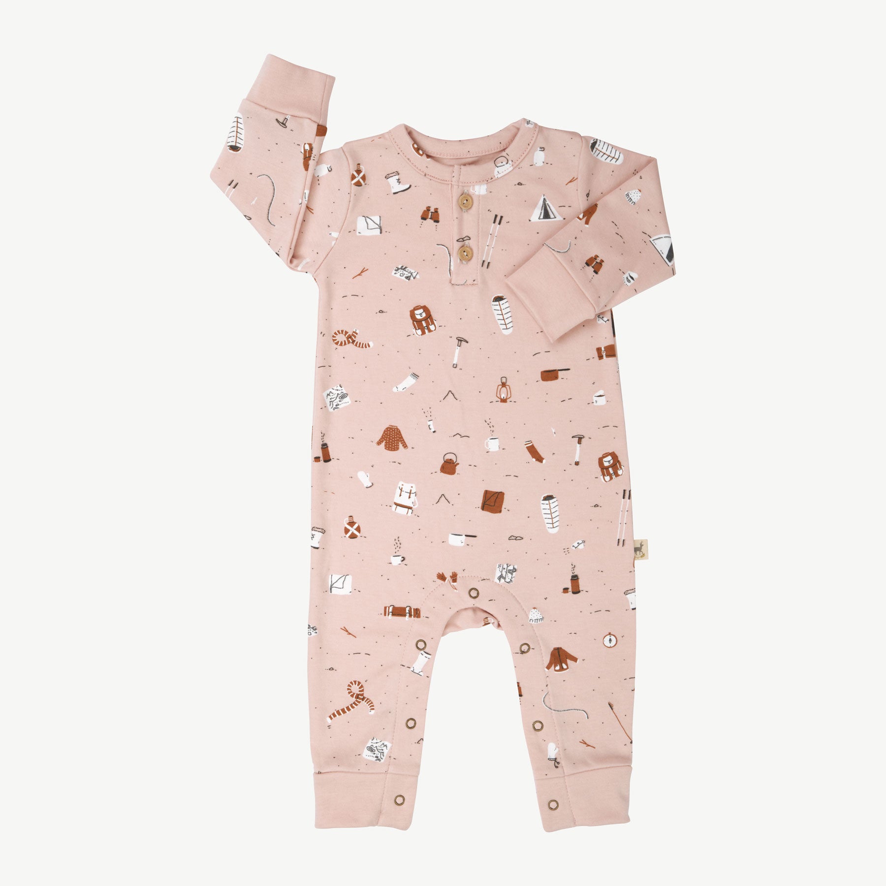 'camping gear' peach whip buttons jumpsuit